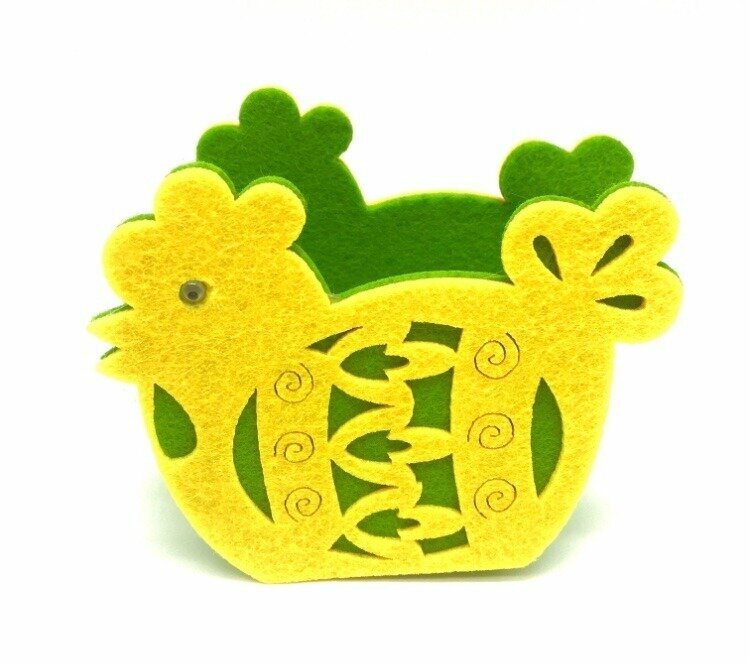 Шкатулка детская из фетра "Курочка" жёлтая