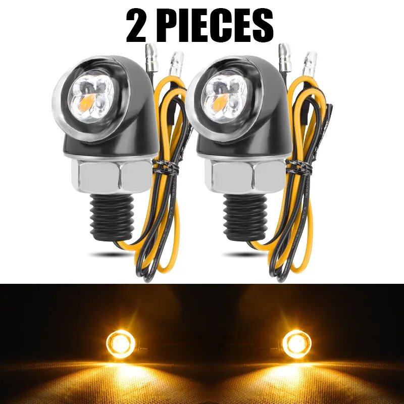 2шт. LED указатель поворота мотоцикла, черный янтарный