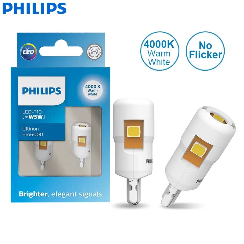 Philips LED T10 W5W Ultinon Pro6000, 4000K Warm White