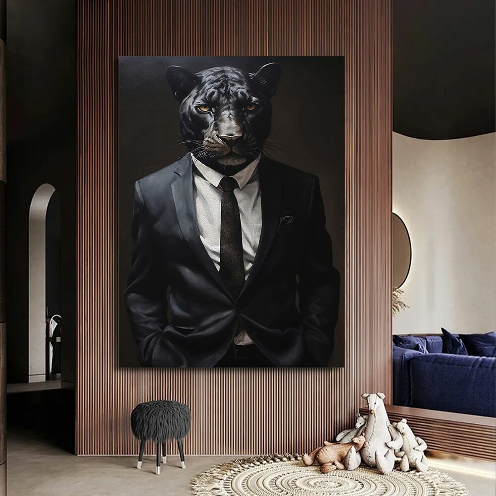 Картина пантера в галстуке, 60х80 см.
