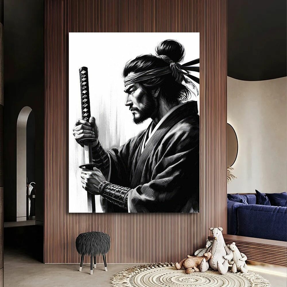 Картина ВсеКартины "Самурай", на холсте, на подрамнике, высота 40 см