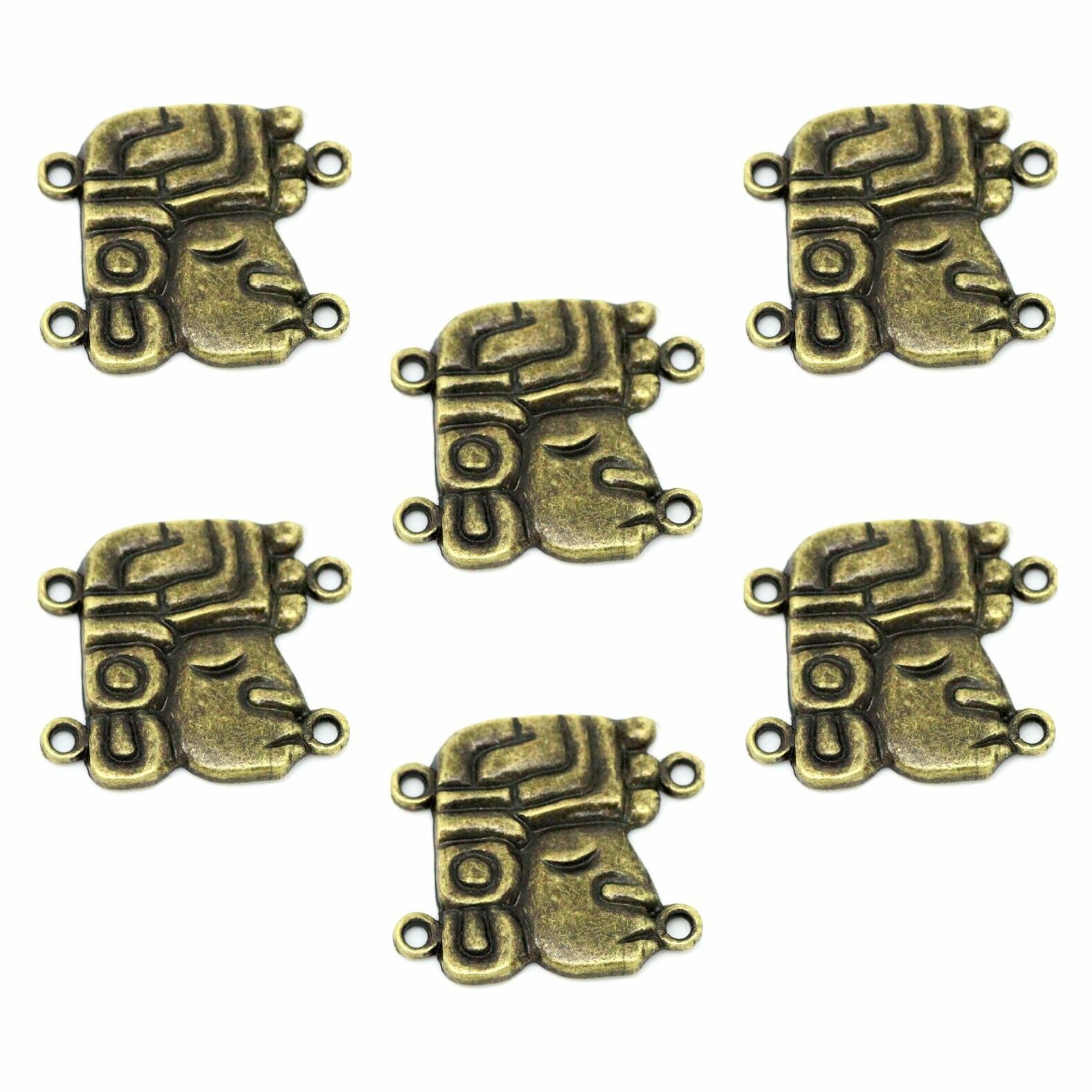 Коннектор "Майя - голова мужчины" бронз, 6 штук.