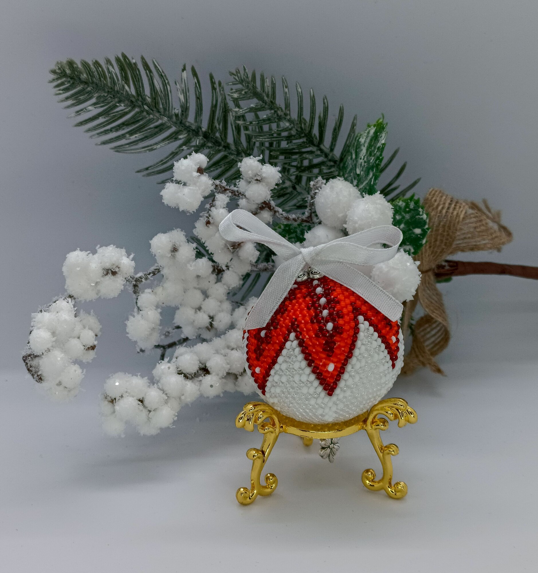 Елочная Игрушка Змейка, Шарики на Елку из Бисера, Ручная работа.