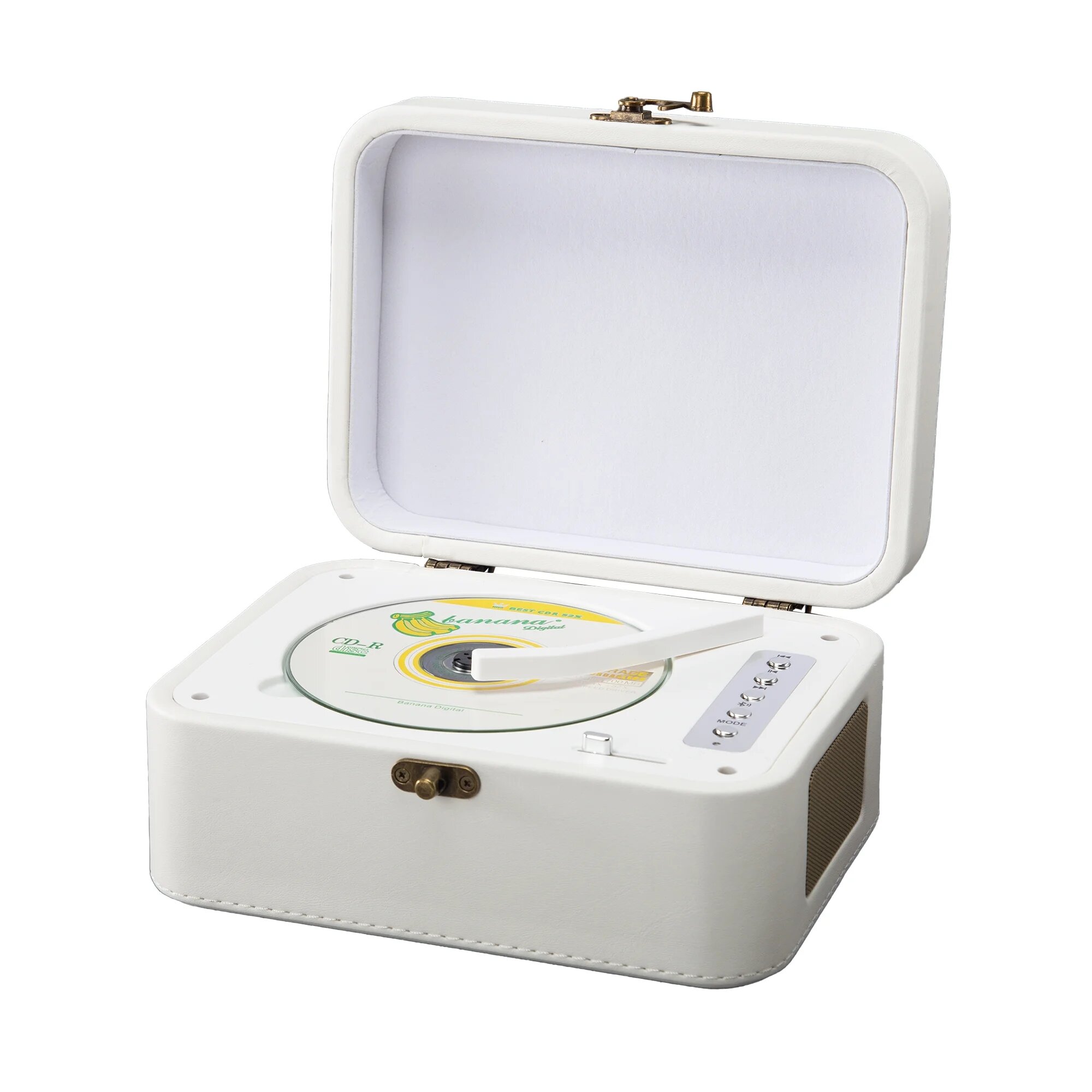 Портативный CD-плеер с Bluetooth, перезаряжаемый настольный CD-плеер для дома с динамиками, режимом USB, выходом для наушников для любителей музыки (белый)