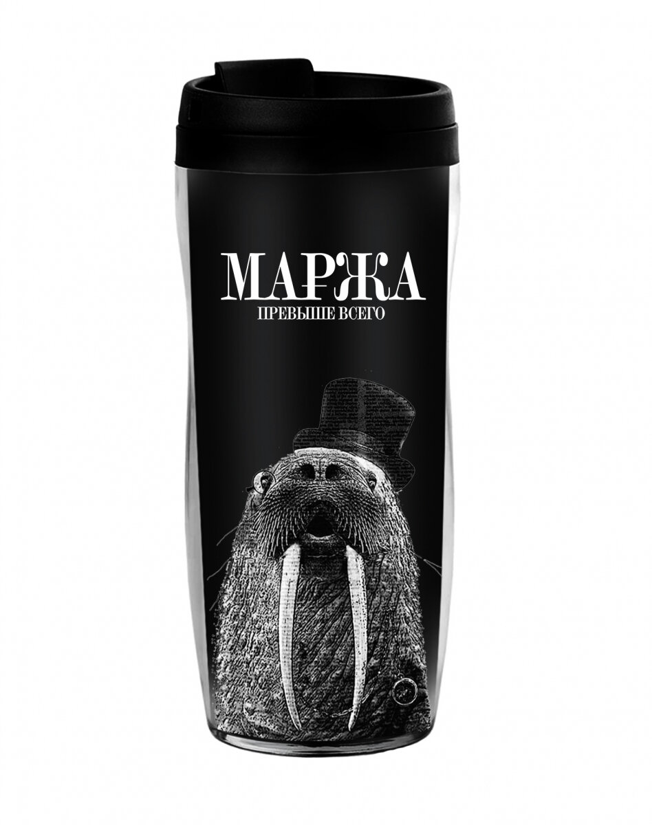 Термостакан KIRILL KARAVAEV с надписью маржа превыше всего