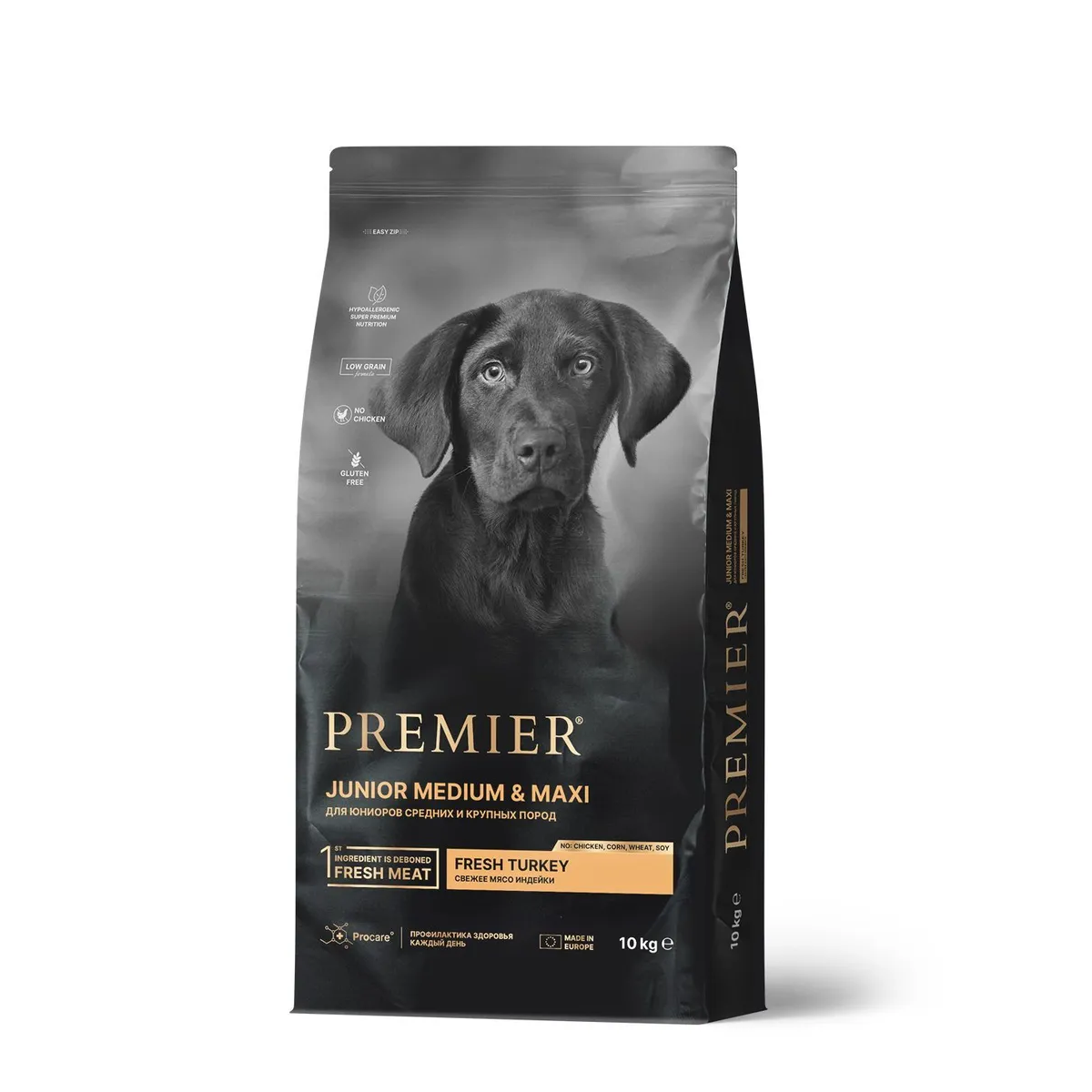 Premier Dog Turkey JUNIOR Medium&Maxi индейки для юниоров средних и крупных пород Свежее мясо 10кг