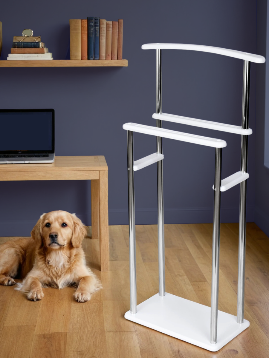 Вешалка напольная GARRET "Долорес", белая, МДФ, металл, двойная, 25 см x 51 см x 105,50 см