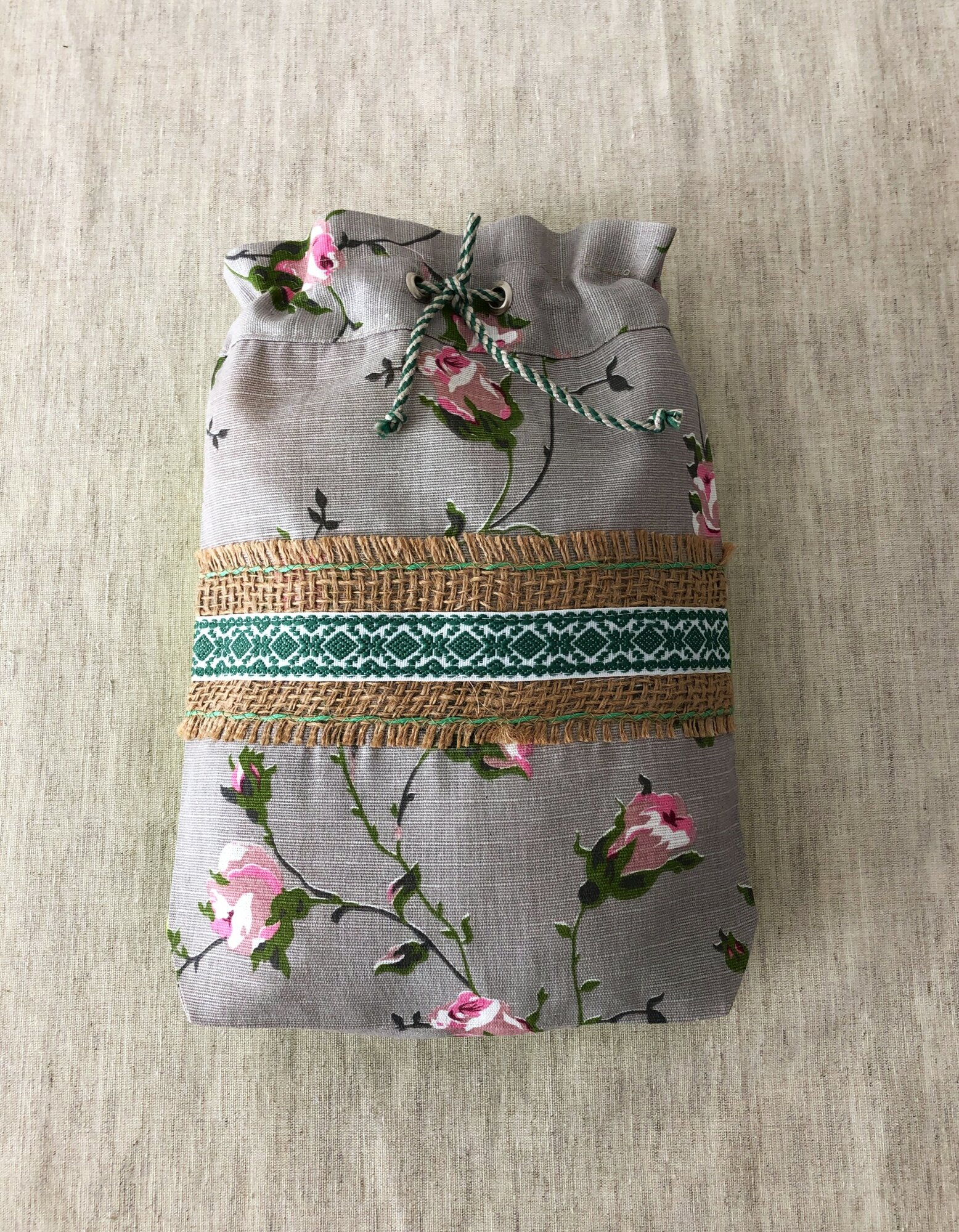 Мешочек полульняной, -17-М2м, размер 28х21х4 см, для хранения, №14