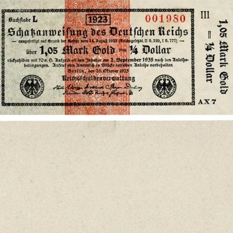 Германия 1,05 марки золотом 1923 года, сувенирная копия, банкноты и купюры редкие коллекционные