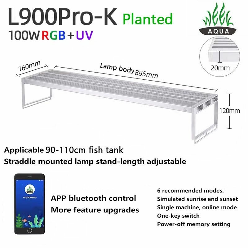 WEEK AQUA L-Series APP Control Оборудование для аквариумов Длина освещения RGB + UV Аквариумная светодиодная лампа для выращивания растений
