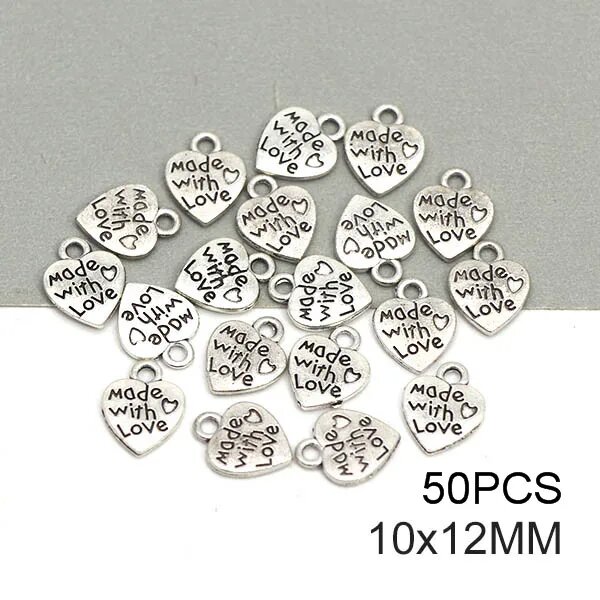 Металлические бирки для одежды 10/50 шт. Серебряный, 50Pcs Silver Heart
