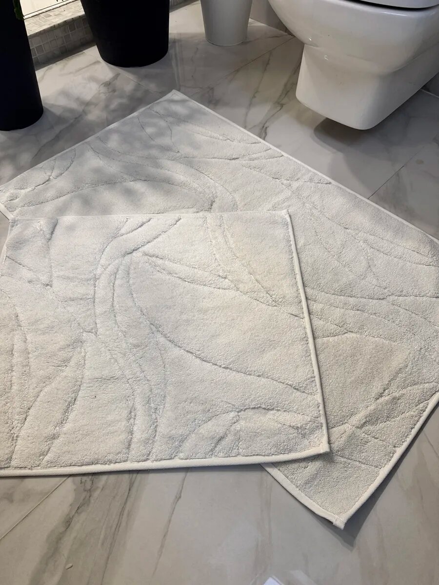 Коврики Natali's Carpets на пол белый для ванной и туалета комплект 2шт 60х100/50х60 см Турция