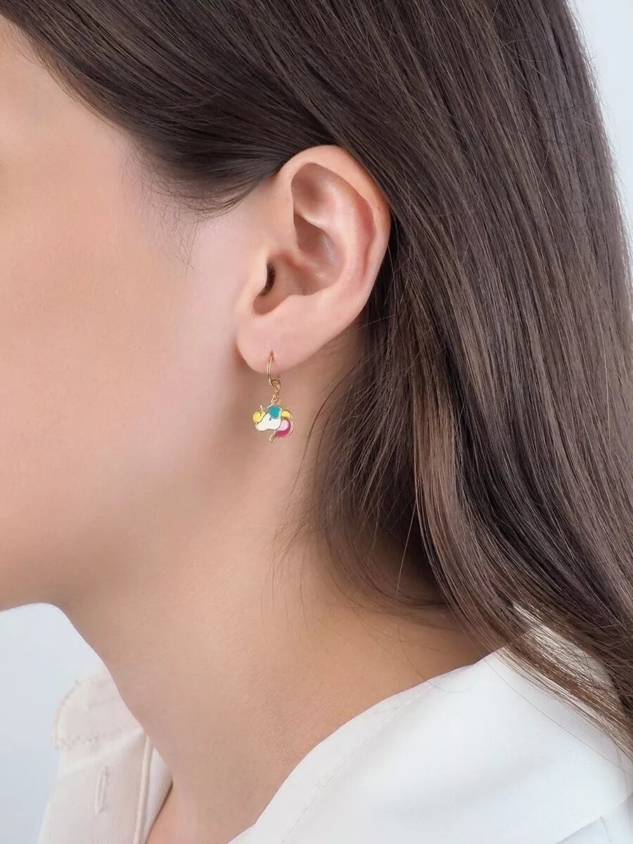 Серьги с подвесками, серебро, 925 проба, золочение, эмаль