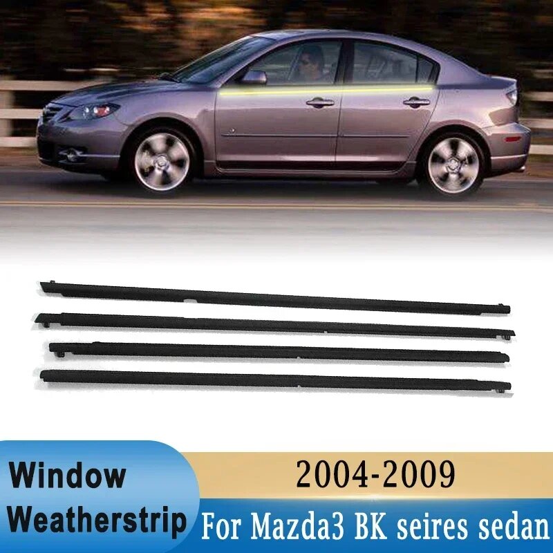 Для Mazda 3 2004-2009 4 шт. уплотнитель для окон, уплотнительные ремни для наружного оконного стекла, декоративные полосы для передних и задних окон, водонепроницаемые