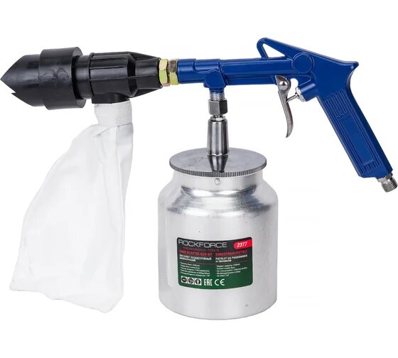 Пескоструйный пневматический пистолет со сменными насадками и песком ROCKFORCE RF-2377(47714)