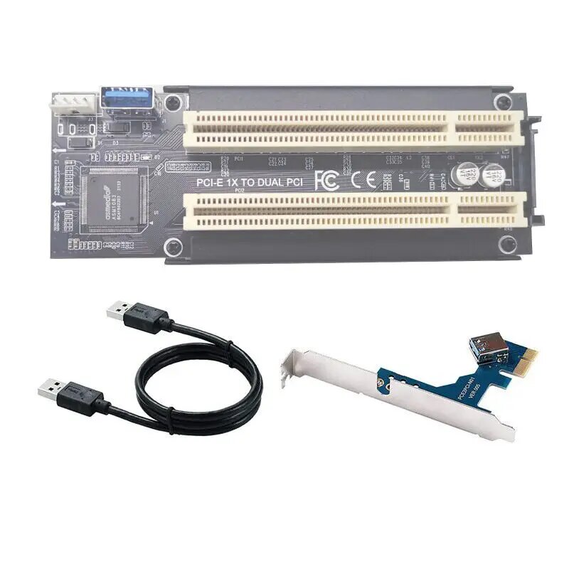 Переходник PCI-E на 2 * PCI, переходная плата PCIE x1 на x16, PCI-дополнительный конвертер черный