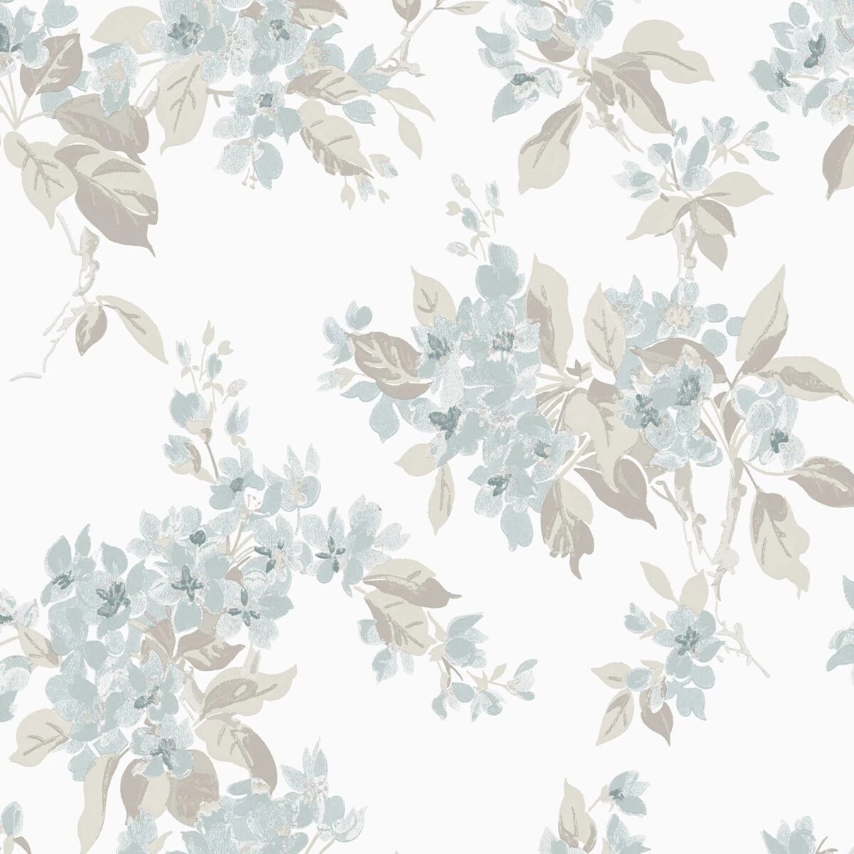 Обои Aura Signature Laura Ashley 113367 B; 0,52x10,05 м, флизелин, цвет белый/голубой