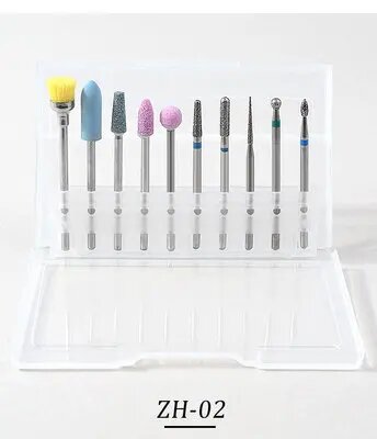 Алмазные фрезы для маникюра, набор из 10 твердосплавных насадок для маникюра, оборудование, инструменты
