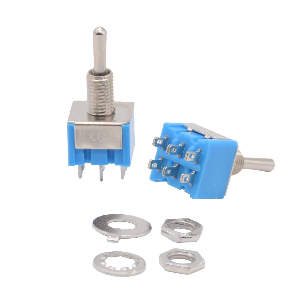 5 шт, трехпозиционный Флюоресцентный 6-контактный 6-миллиметровый мини-переключатель SPDT ON-OFF 6A 125VAC