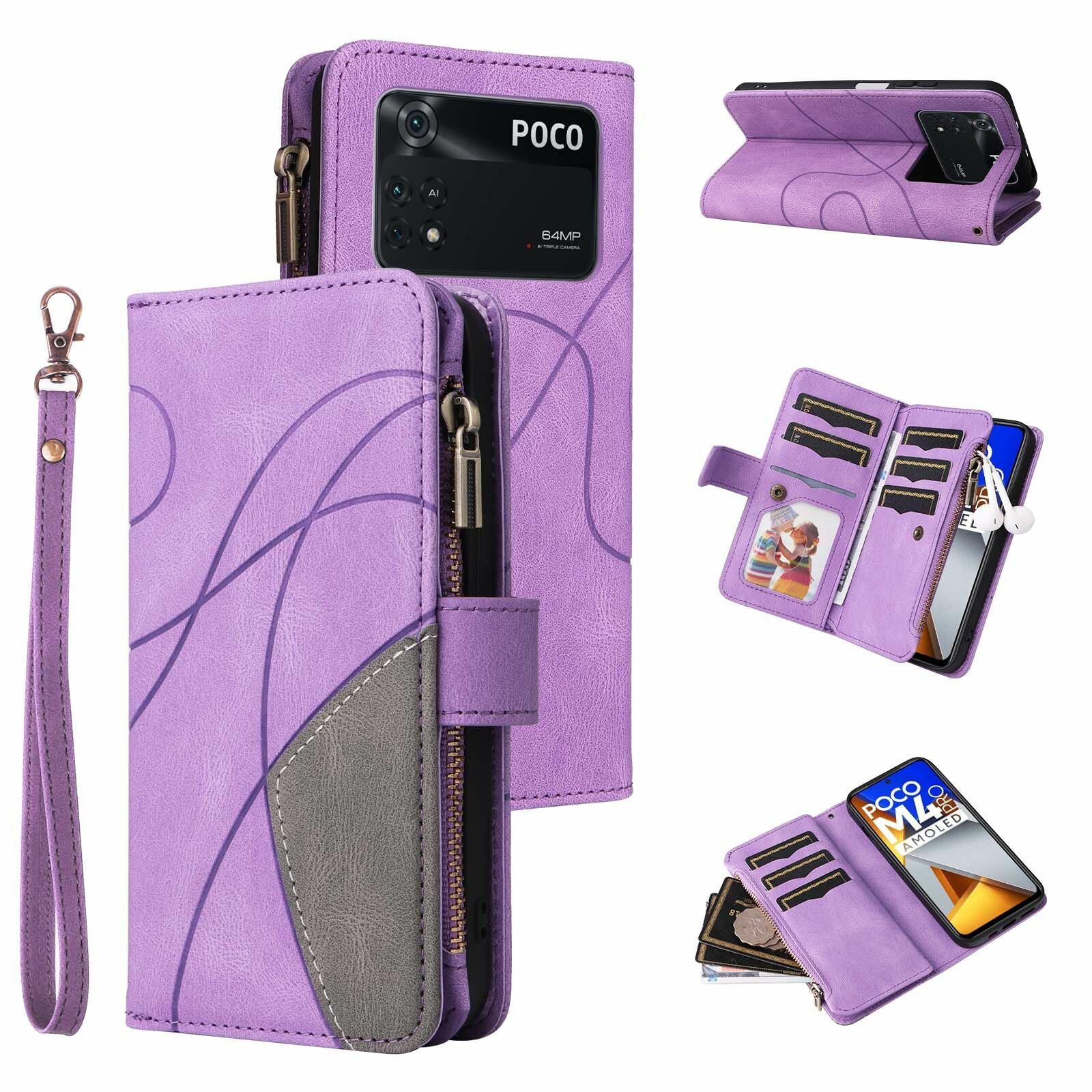 YIKATUКошелек кожаный чехол для Xiaomi POCO M4 Pro 4G / Сяоми Поко М4 Про 4Г / POCO M4 Pro книжка, Стильный внешний вид защитный, многофункциональный