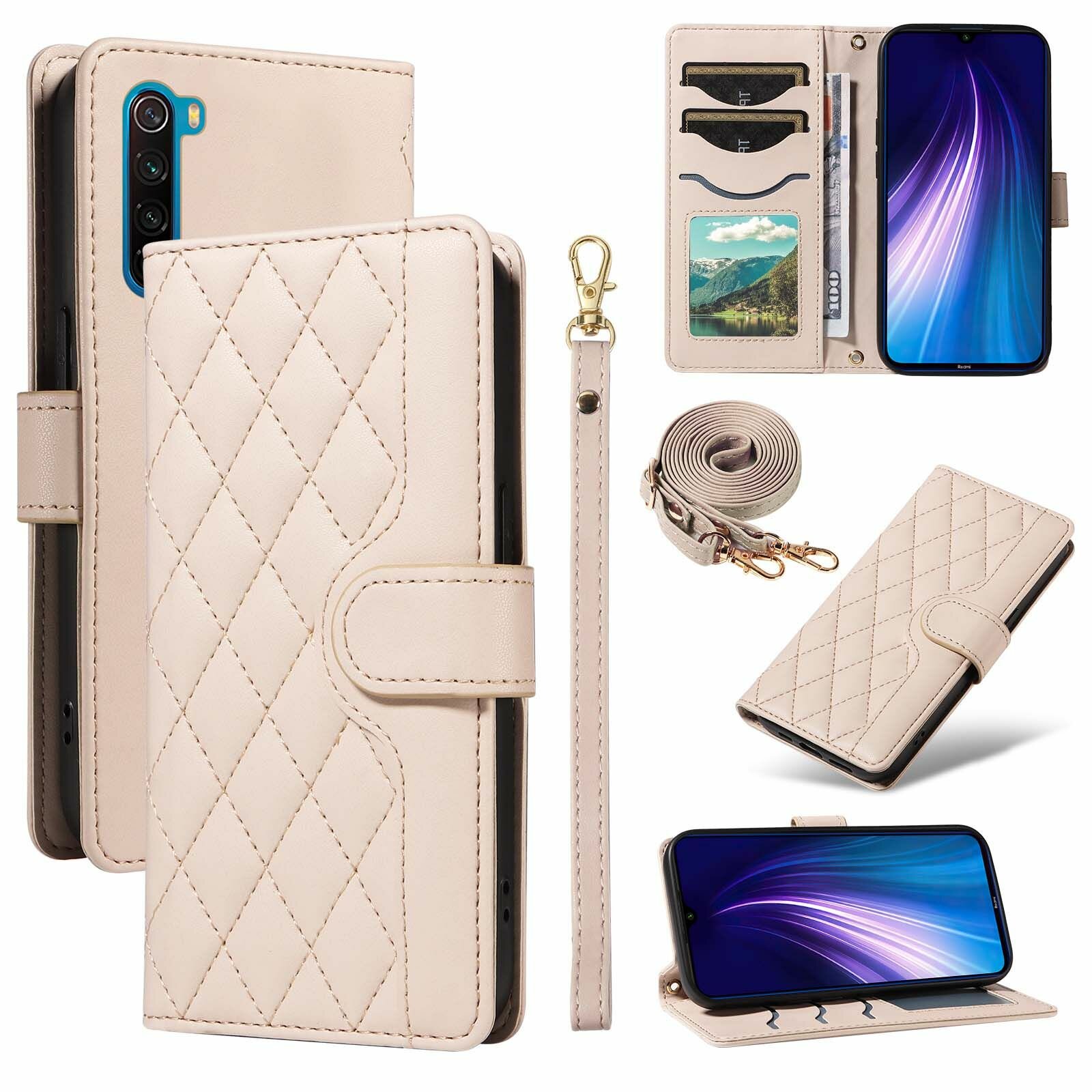 YIKATU Кожаный Чехол Для Xiaomi Redmi Note 8 и Note 8 (2021) / Редми Нот 8 и Редми Нот 8 (2021) С визитницей из экокожи, модный, против падения, подарочный, элитный, книжка