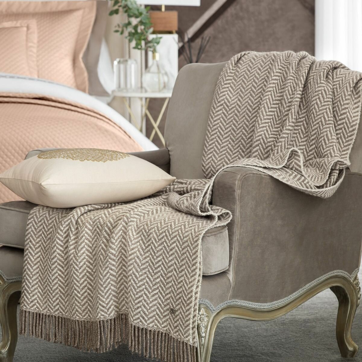 Фортье плед 140х200 бежево-коричневый