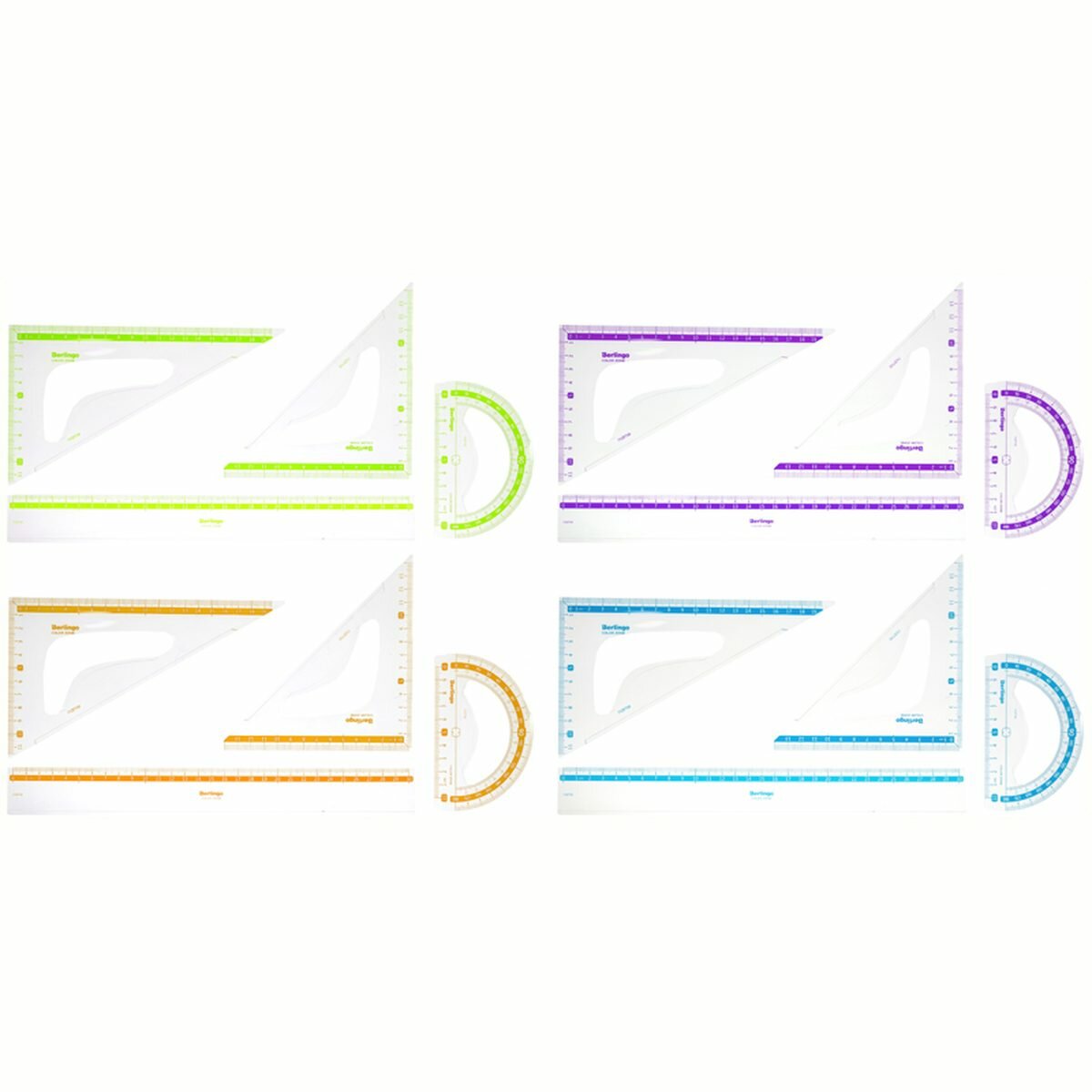 Набор чертежный большой Berlingo Color Zone (треугольники 2шт, линейка 30см, транспортир) прозрачный, 96 уп. (RS_30504)
