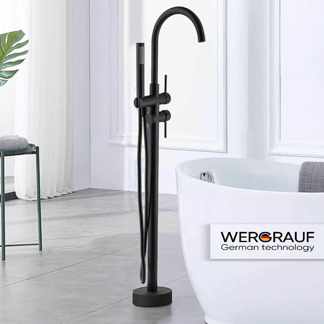 Напольный смеситель для ванны Wergrauf FF-01B. Смеситель с душем