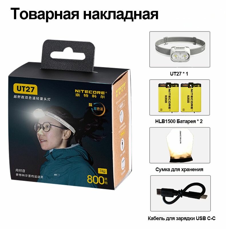 Налобные фонари NITECORE UT 27,74 г, 800 люмен,800, белый