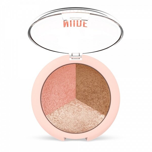 Пудра для лица Golden Rose Nude Look Baked Trio Face Powder Нюдовая запеченная, включает бронзатор, румяна и хайлайтер