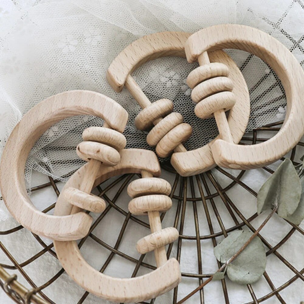 Шт. Детские погремушки, кольца, игрушки, деревянный прорезыватель для зубов, бук, пищевая древесина, не содержит бисфенол-А, детские погремушки, кольца, безопасные и нетоксичные детские игрушки, прорезыватель для зубов
