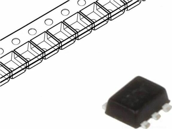 Транзистор DIODES INCORPORATED DMG1023UV-7 Транзистор P-MOSFET x2 полевой -20В -0,68А 530мВт SOT563 1шт