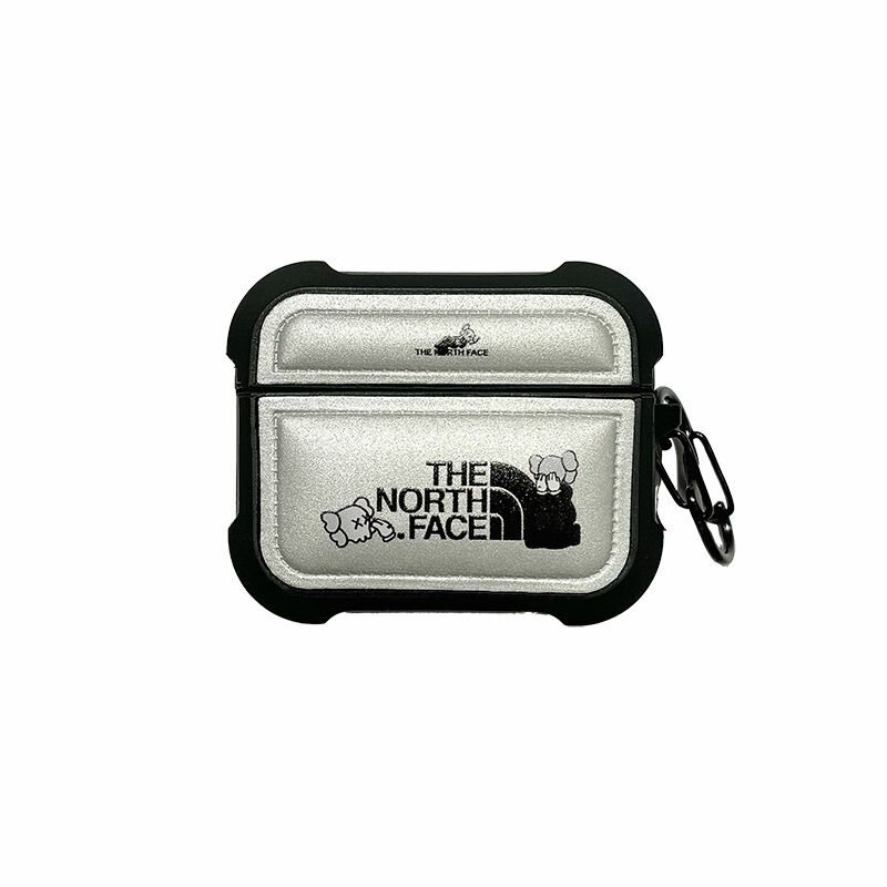 Чехол для Airpods 4 силиконовый дутый пуховик North Face серебристый