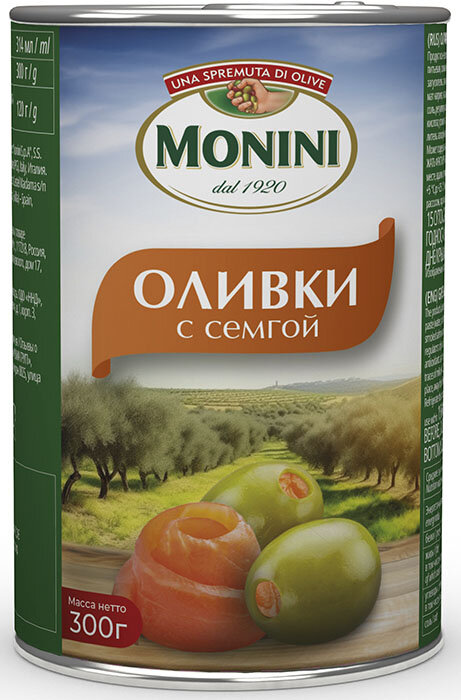 Оливки MONINI с семгой /жесть/ 300г