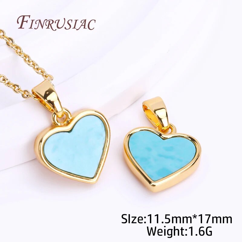Подвеска сердце бирюза, позолота 18K, 11.5*17 мм, 3 шт.