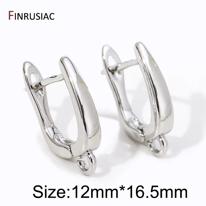 Швензы для сережек латунные позолоченные 18 карат FINRUSIAC 1 Pair, Rhodium plated