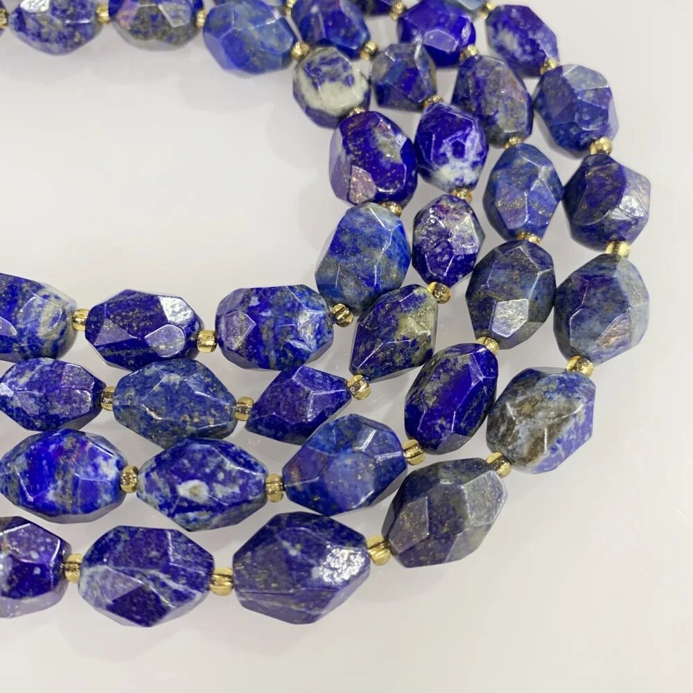 Натуральный лазурит и хрустальные бусины для браслета Lapis Lazuli
