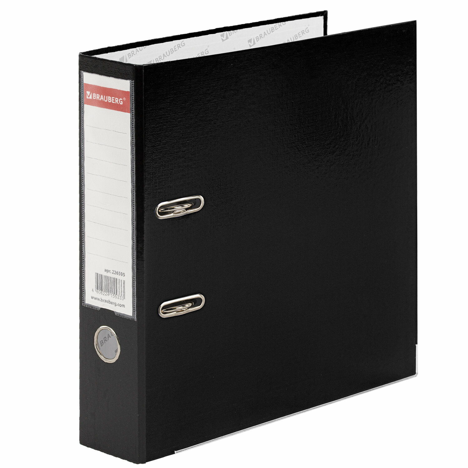 Папка-регистратор, покрытие пластик, 75 мм, прочная, с уголком, BRAUBERG, черная, 226595