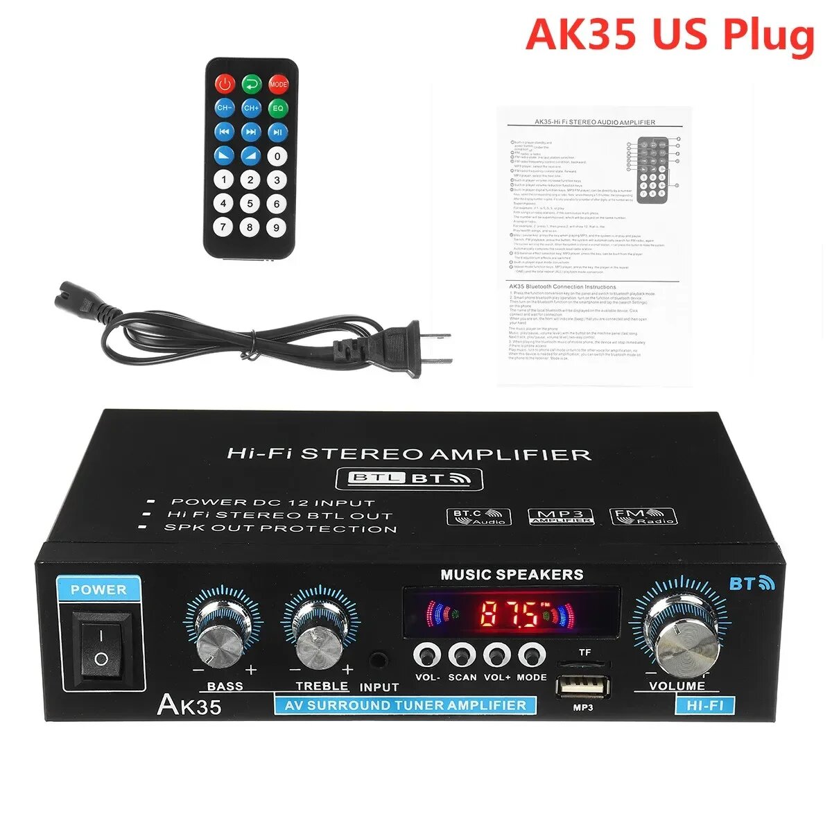 DIXSG АК35 Цифровой усилитель 800 Вт Bluetooth AK35 US Plug