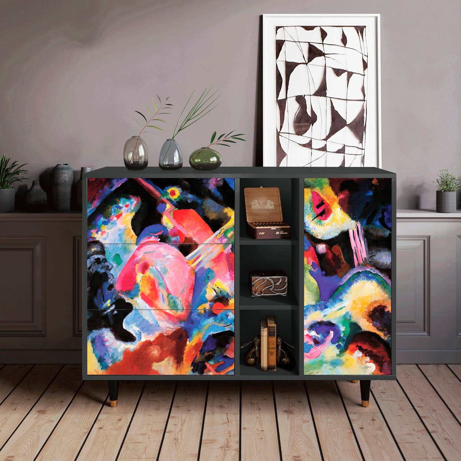 Комод - STORYZ - BS2 Kandinsky, Разер - 125 x 97 x 48 см , Цвет корпуса - Антрацит