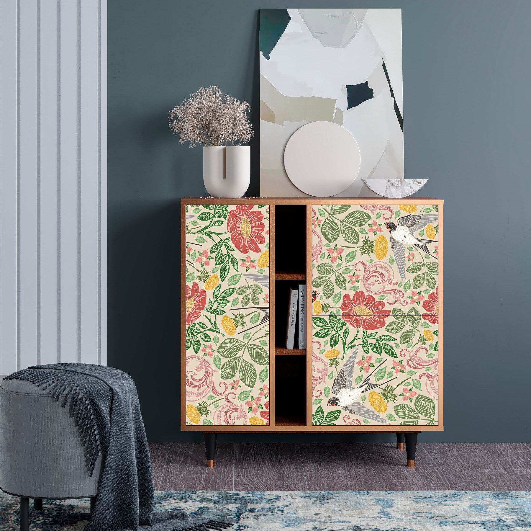 Комод - STORYZ - BS5 Spring Swallow, Размер - 94 x 96 x 41 см, Цвет корпуса - , Орех