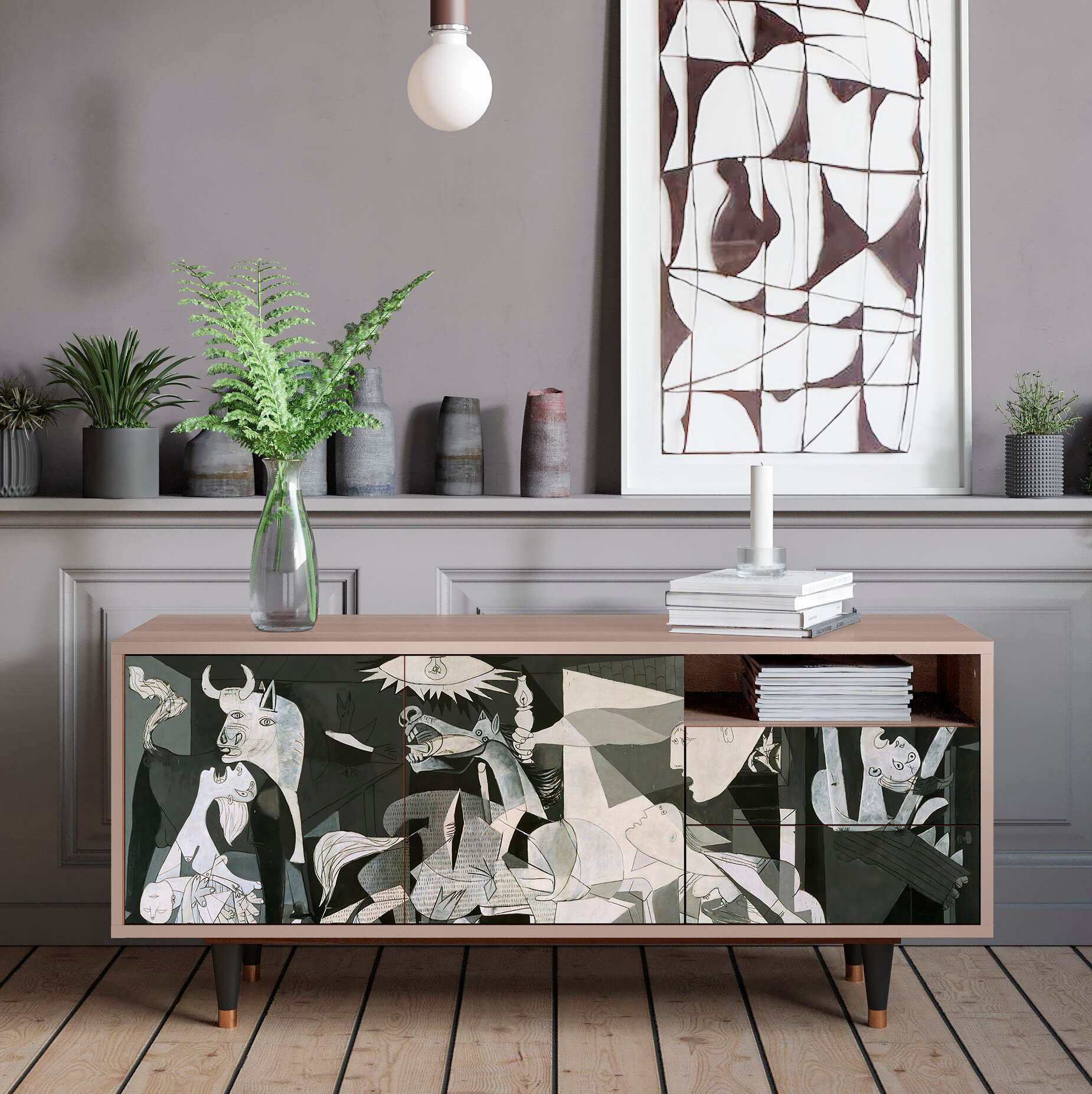 ТВ-Тумба - STORYZ - T7 Guernica by Pablo Picasso, Размер - 125 x 56 x 41 см, Цвет корпуса - , Бежевый