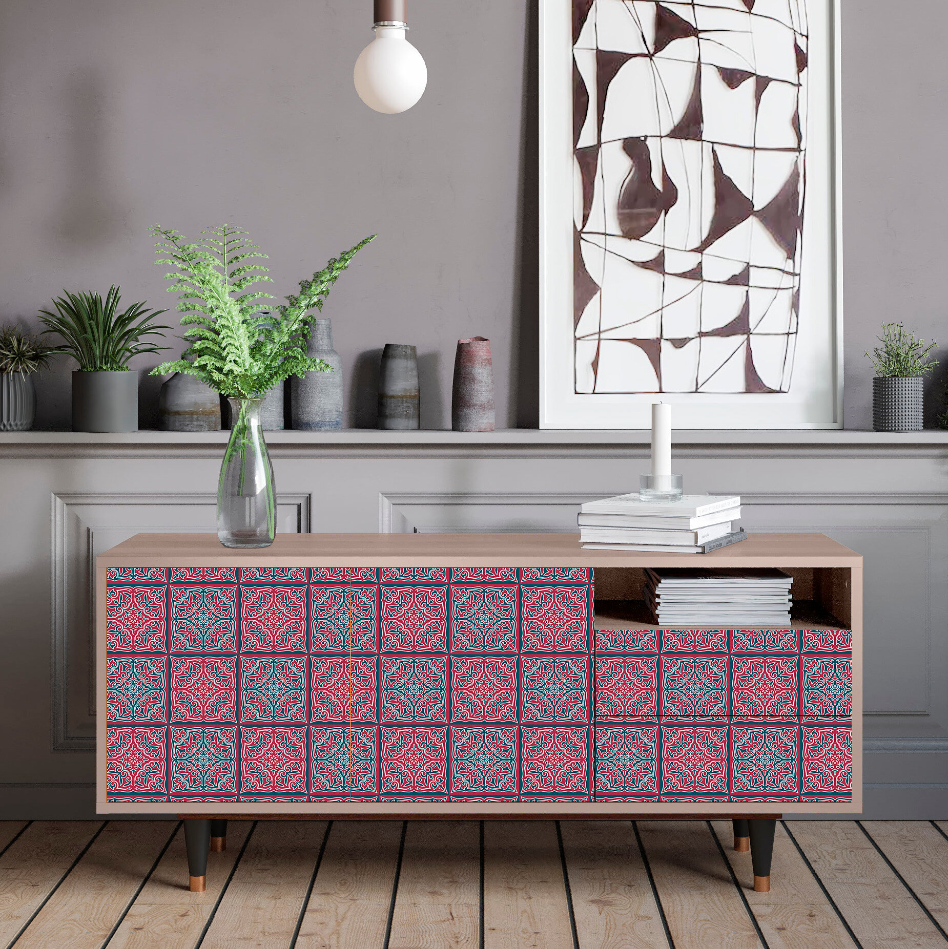 ТВ-Тумба - STORYZ - T7 Riviera Mosaic, Размер - 125 x 56 x 41 см, Цвет корпуса - , Бежевый