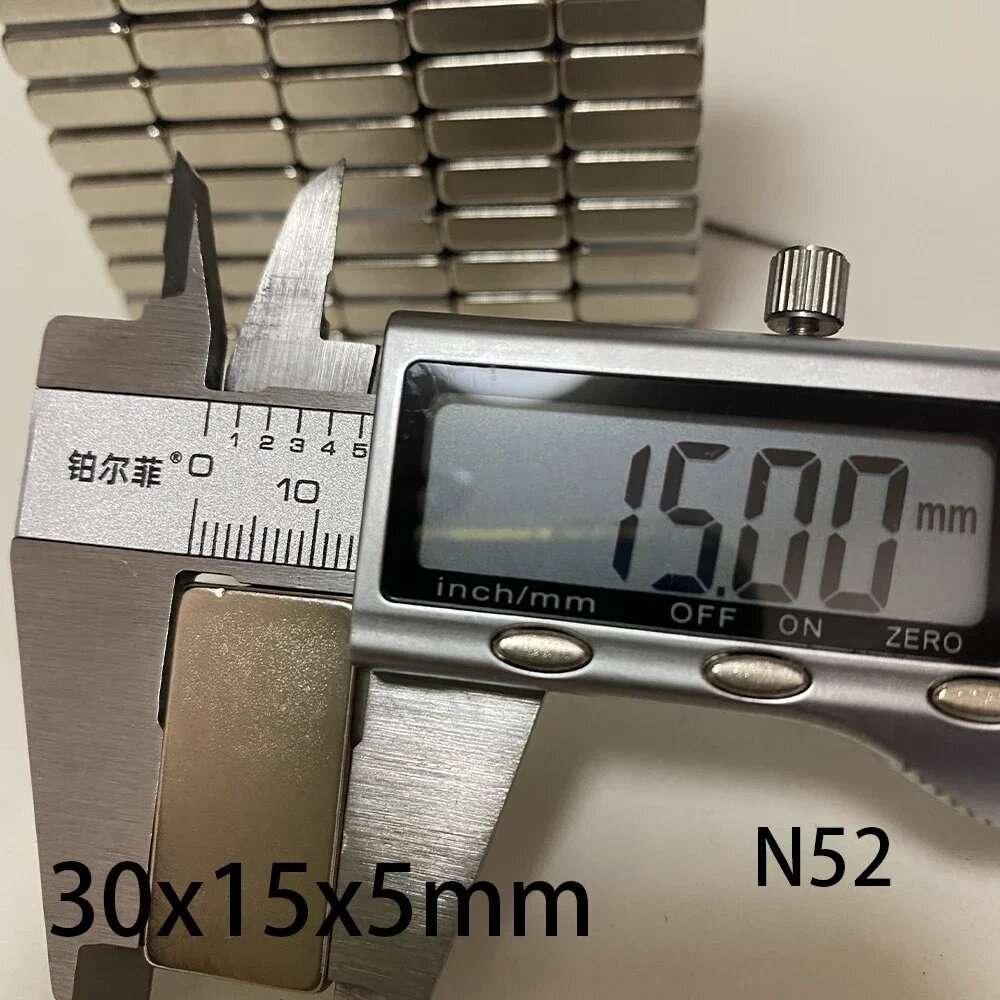 Неодимовые магниты прямоугольные 30x15x5 мм N52, 10 шт.