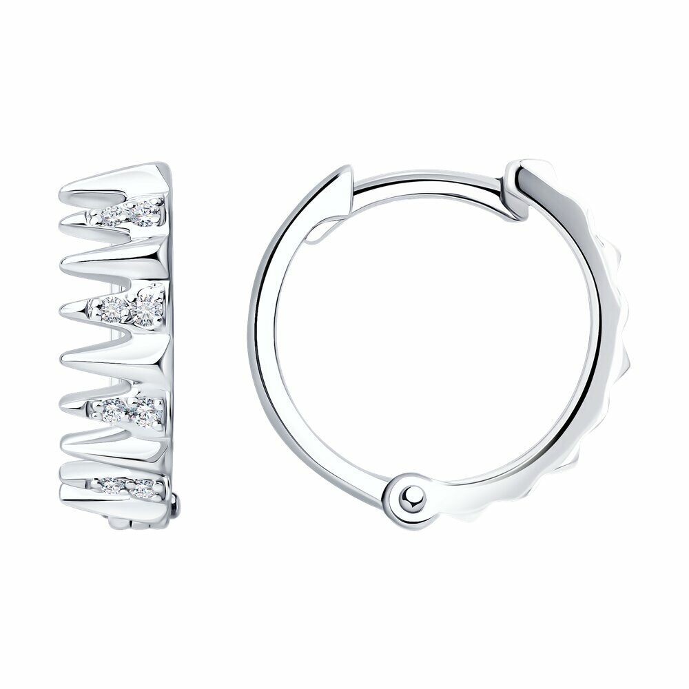 Серьги, белое золото, 585 проба, бриллиант