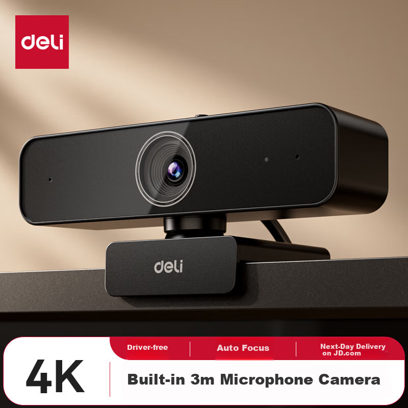 Deli 4K HD Webcam with Microphone, Auto Focus, USB External Camera for Desktop And Laptop, Video Conferencing, Online Classes, Live Streaming, MM104