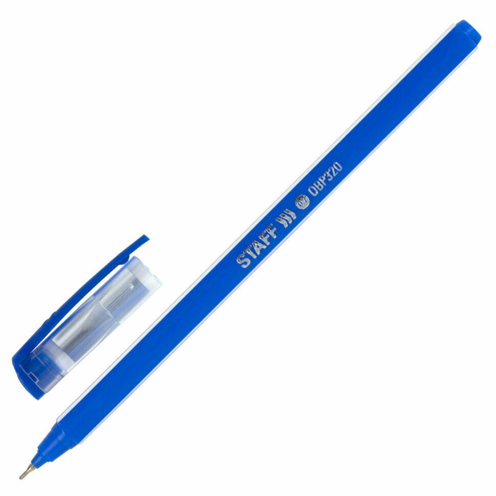 Ручка шариковая масляная STAFF Basic "OBP-320", синяя, корпус голубой, узел 0,7 мм, линия письма 0,35 мм, 143023, 143023