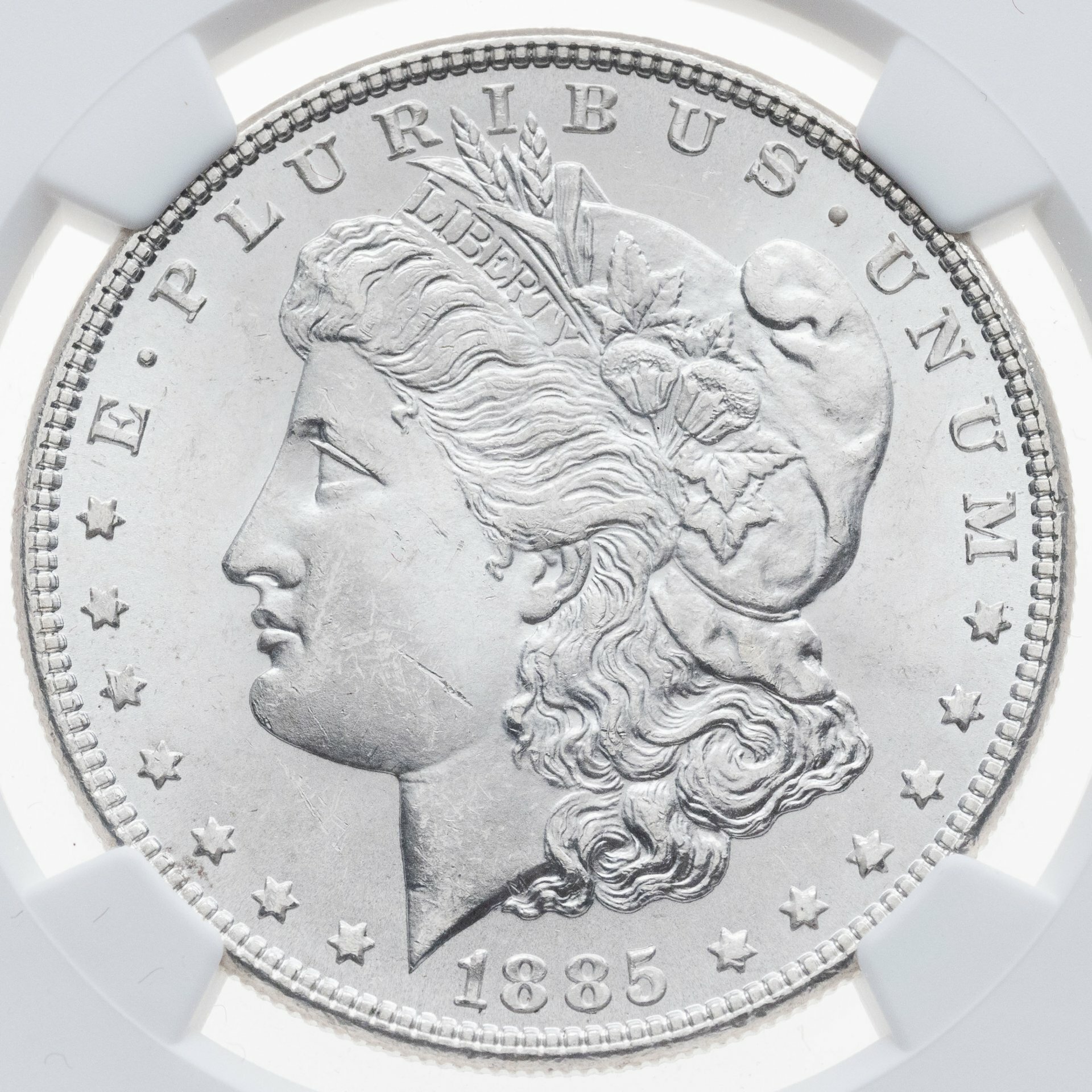 США 1 доллар dollar 1885 "Доллар Моргана" Без отметки монетного двора, в слабе NGC MS63, Серебро 900