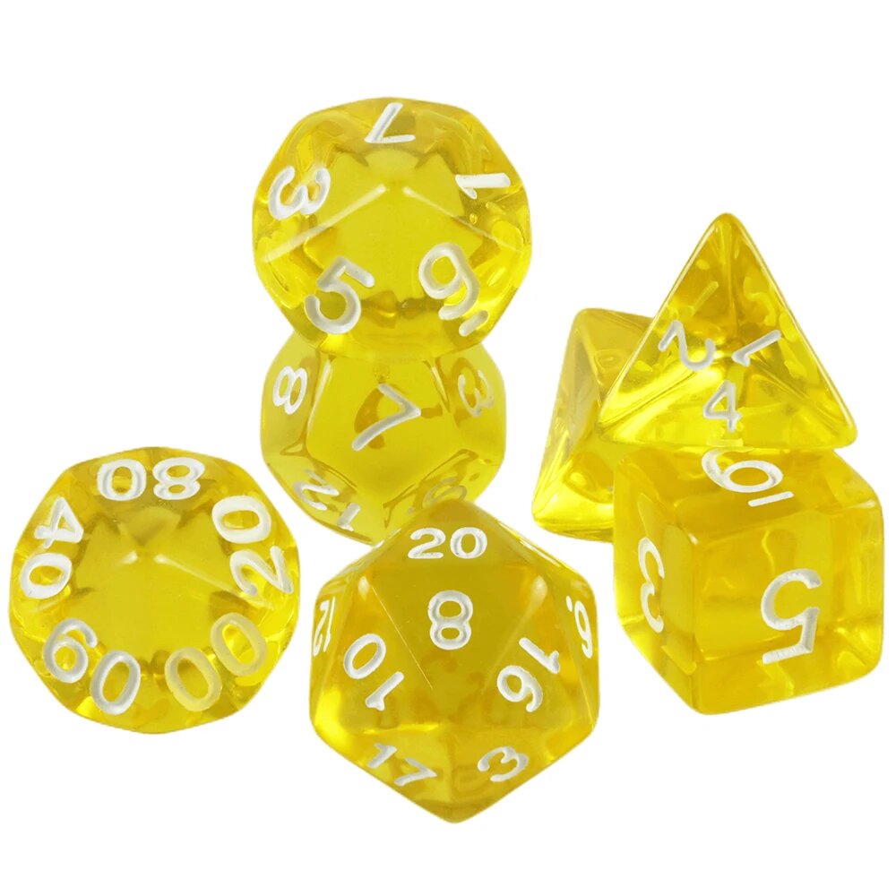 Набор кубиков DND RPG, 7 шт, желтый, акрил