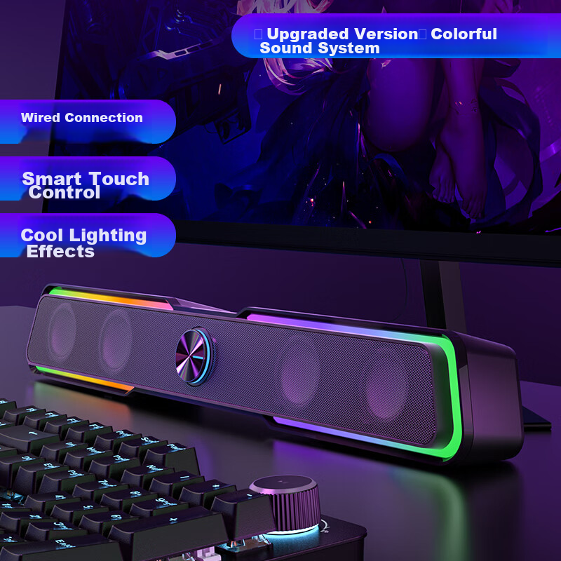 HP DHE-6002 Computer Speakers, Home Desktop Laptop Wired Long Subwoofer, Gaming Entertainment Multimedia Speakers